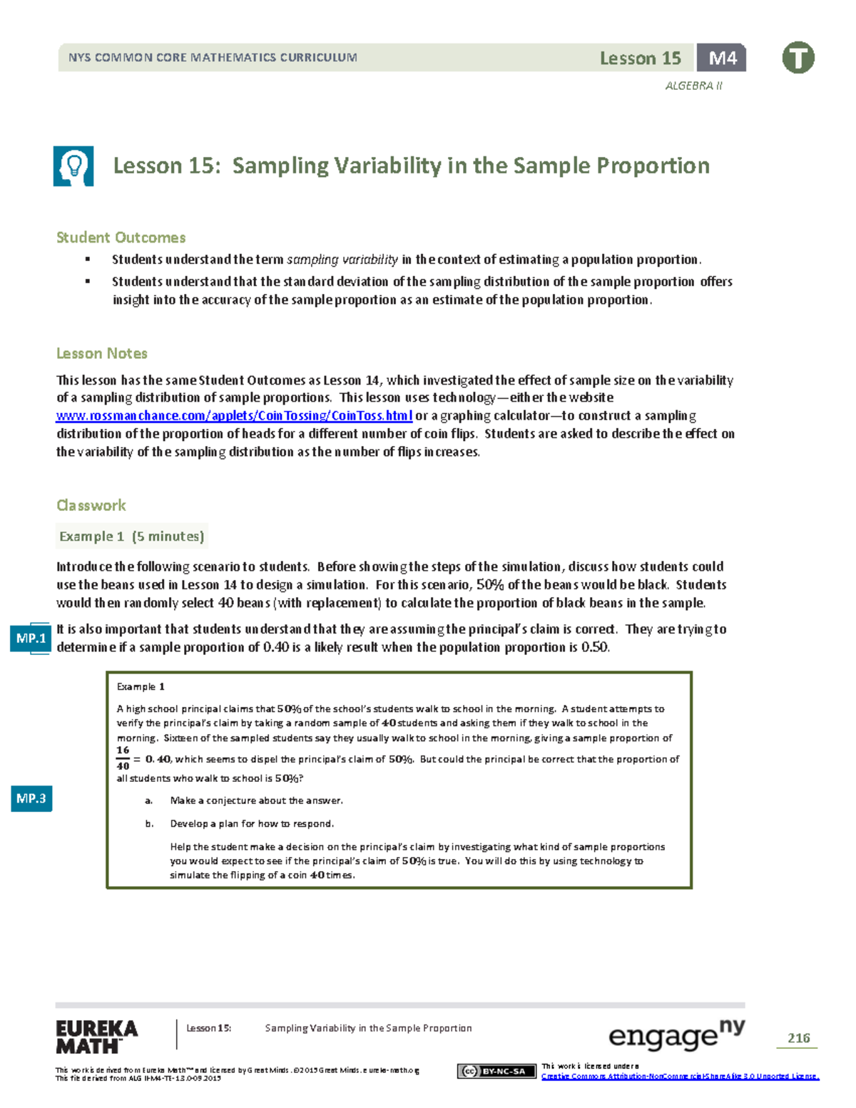 NYS COMMON CORE MATHEMATICS CURRICULUM M4 Algebra II Lesson 15 ...
