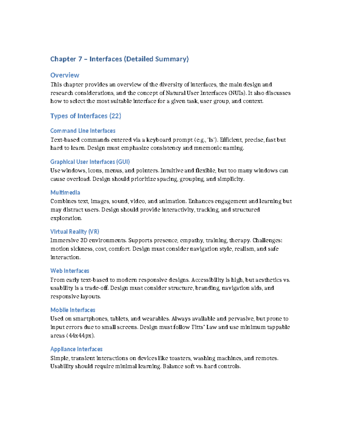 Chapter 7 Interfaces (Detailed Summary) Overview - Studocu