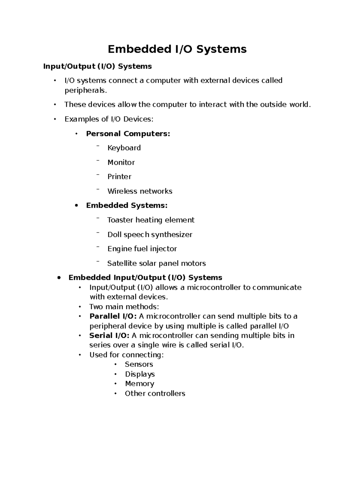 Embedded Systems: Communication Methods & SPI Overview (Module 4) - Studocu