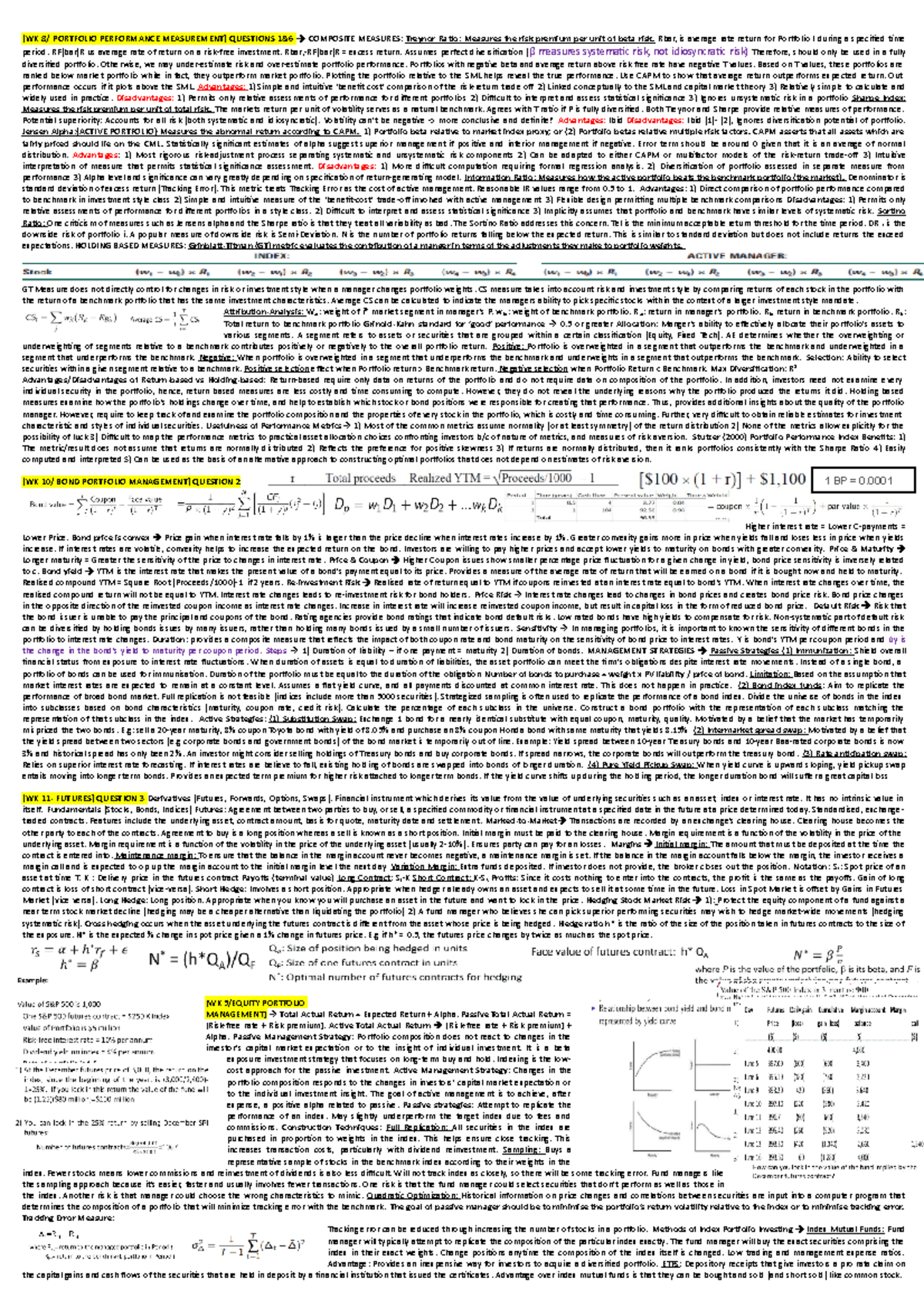 Final Exam Cheat Sheet for Applied Portfolio Mgmt (FIN-301) - Studocu