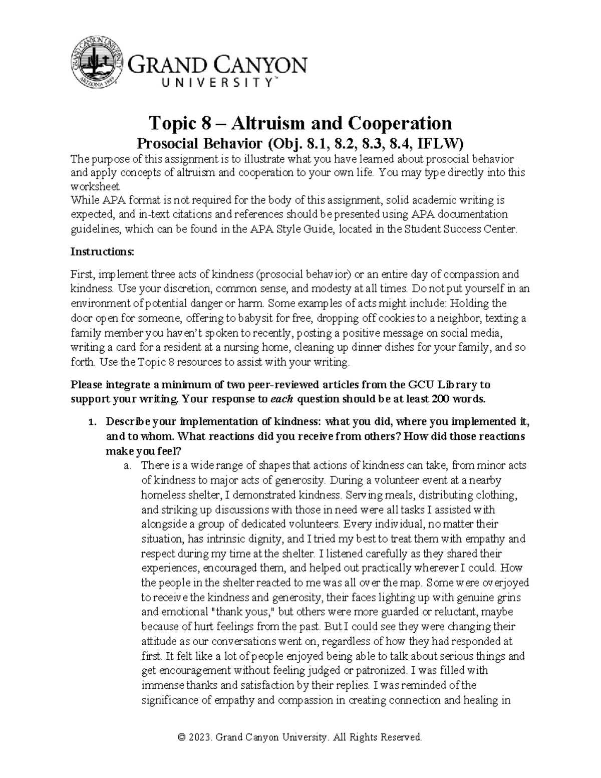 PSY-362-RS-T8-Understanding Prosocial Behavior Through Altruism - Studocu