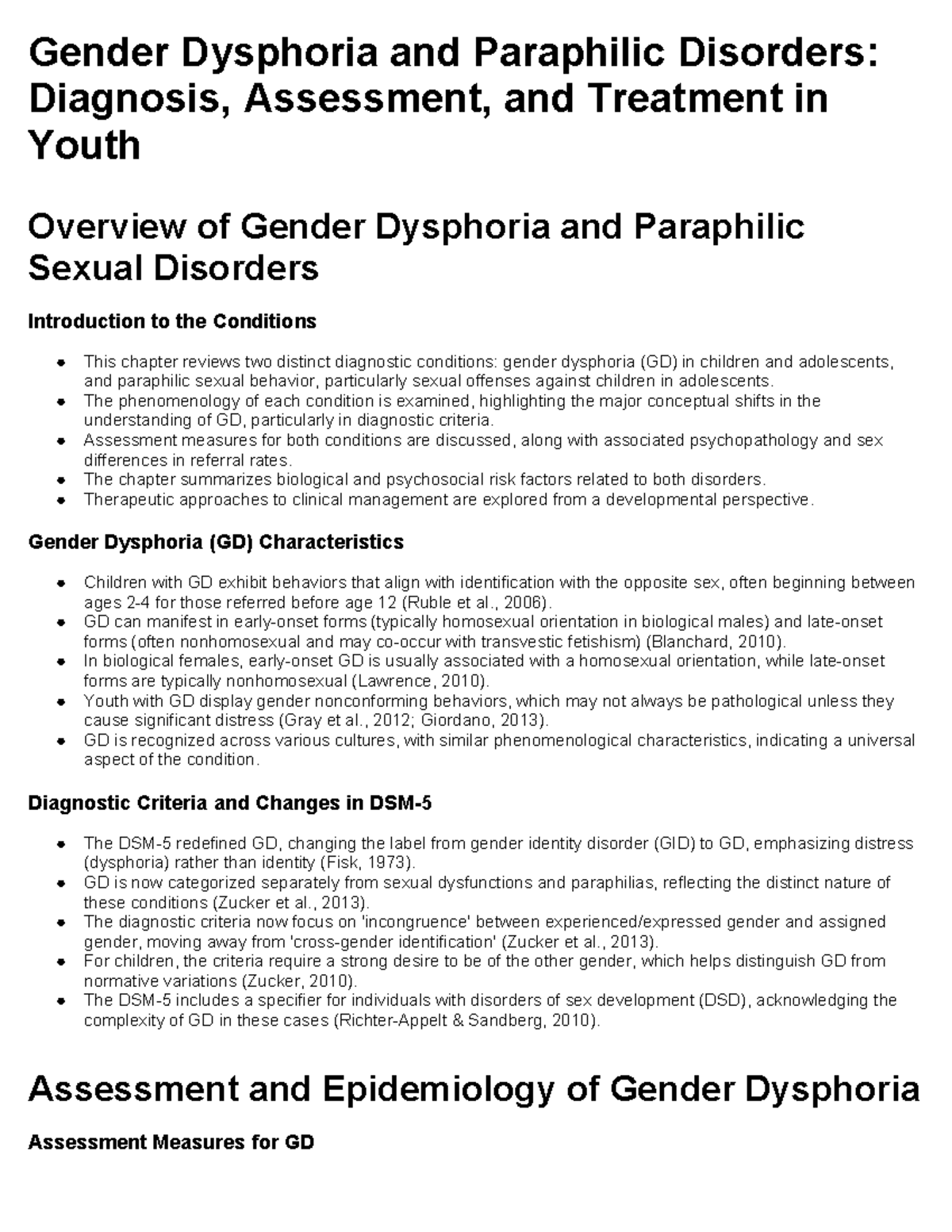 Gender Dysphoria & Paraphilic Disorders: Diagnosis & Treatment in Youth ...