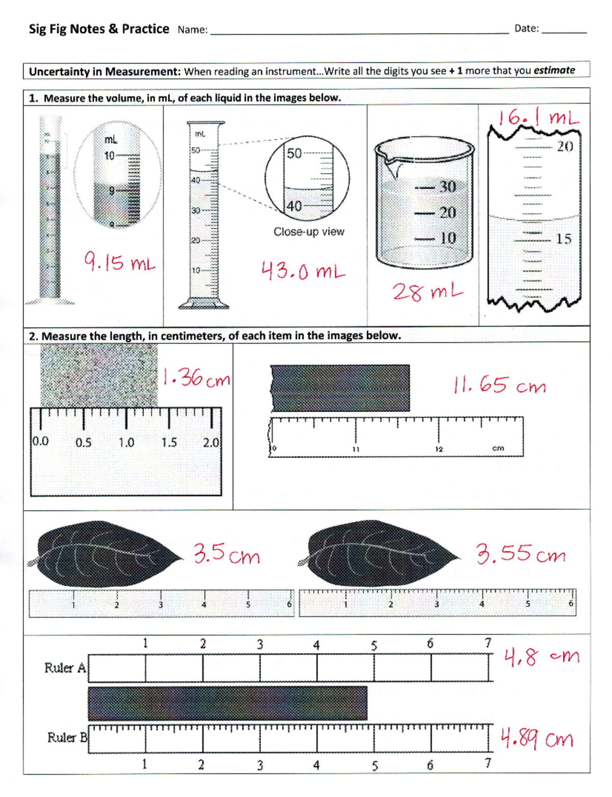 Sig fig notes ans - Significant figures - Sig Fig Notes Practice Name ...