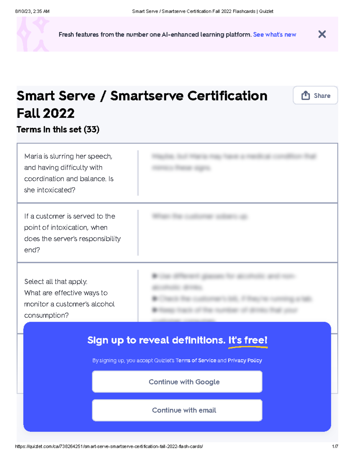 Smart Serve Certification - Lecture Notes Fall 2022 - Studocu