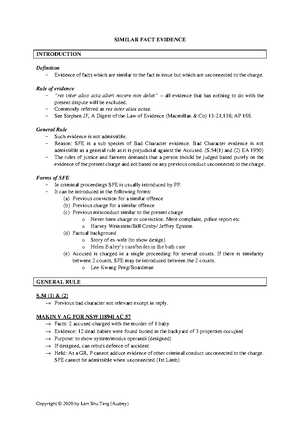Ch.7 - Similar Facts - Law of Evidence and Substantive Law lecture ...