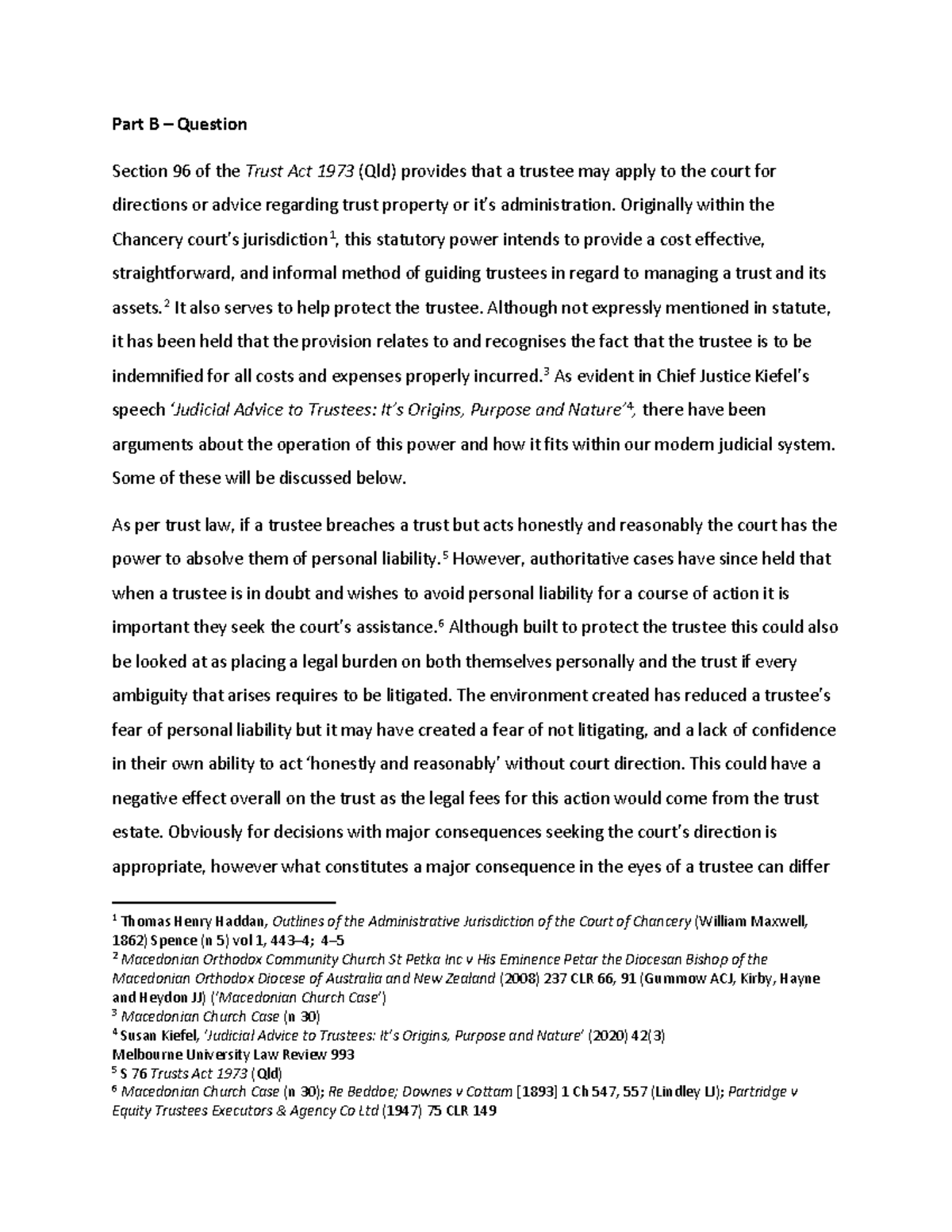 Section 96 of Trust Act 1973 (Qld): Court Directions for Trustees - Studocu