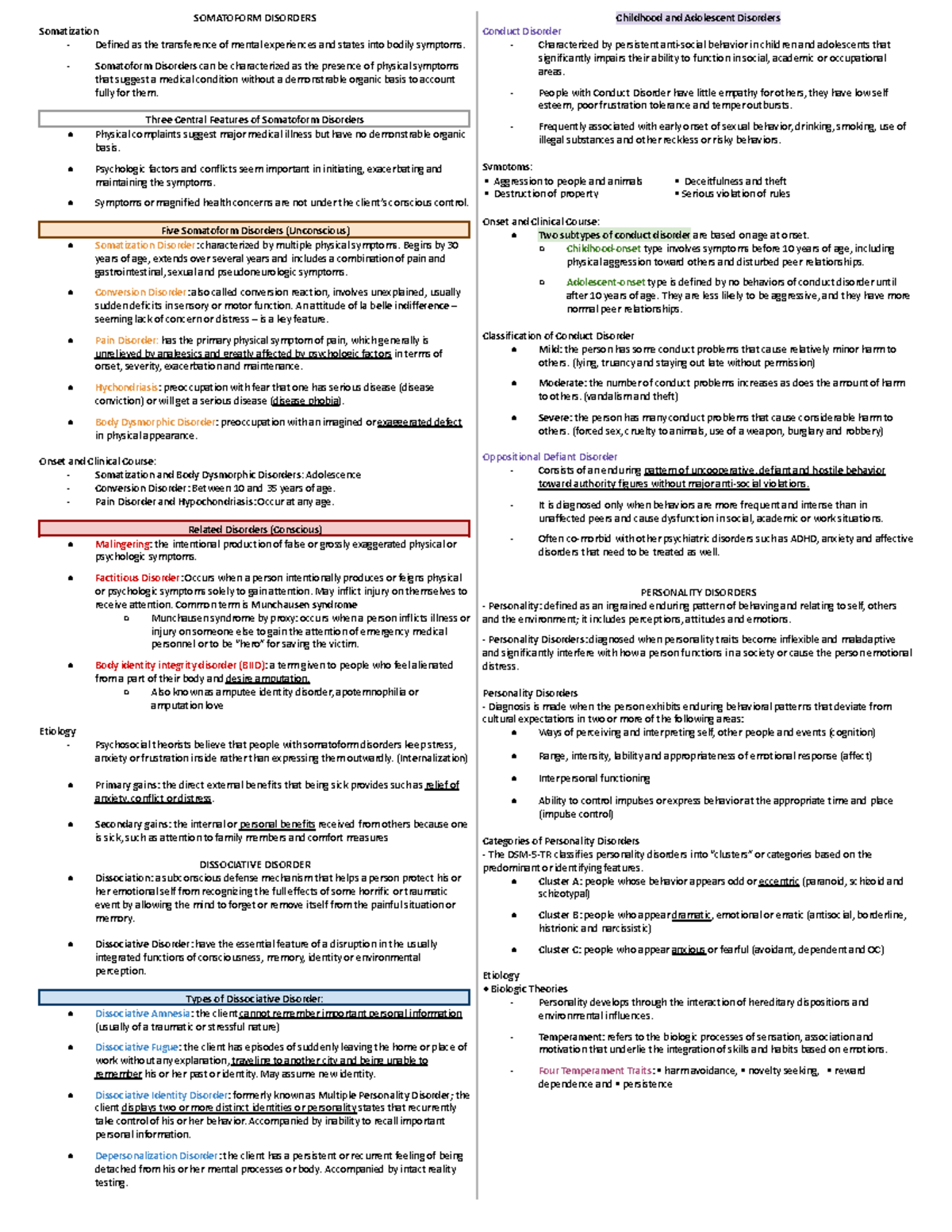 Psych 101: Final Exam Study Guide on Somatoform & Dissociative ...