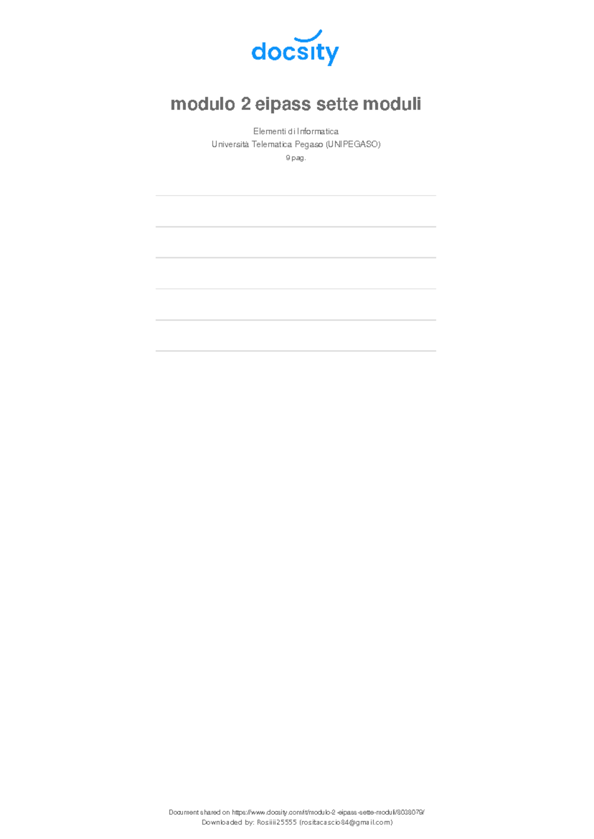 Modulo 2 Eipass: Elementi di Informatica per UNIPEGASO - Studocu