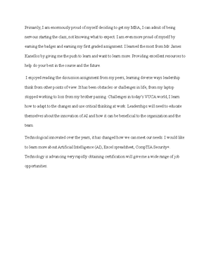 MBA 580 Module Two Charts Excel Guide - - Studocu