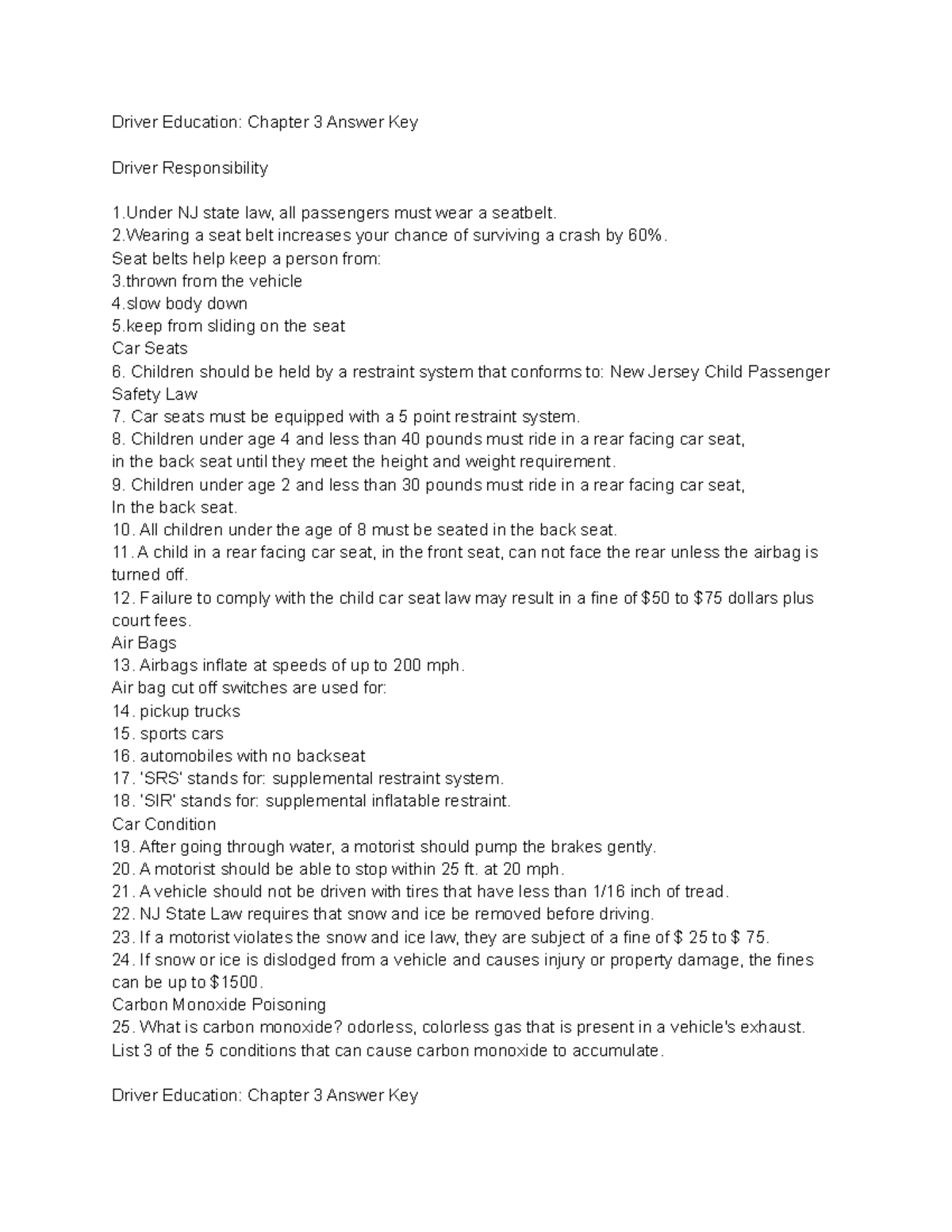 Driver Ed (DE101) Study Guide: Chapter 3 Answer Key & Key Points - Studocu