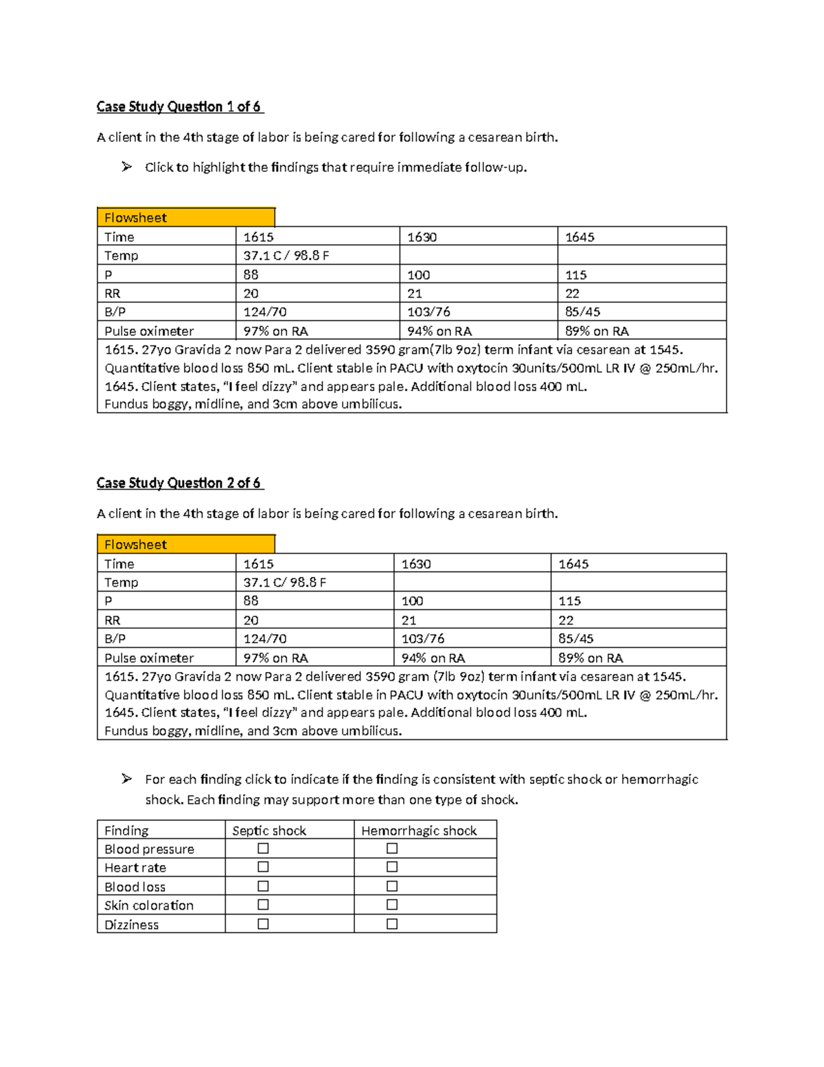PPH Case Study Exam 2: Postpartum Hemorrhage Management Insights - Studocu