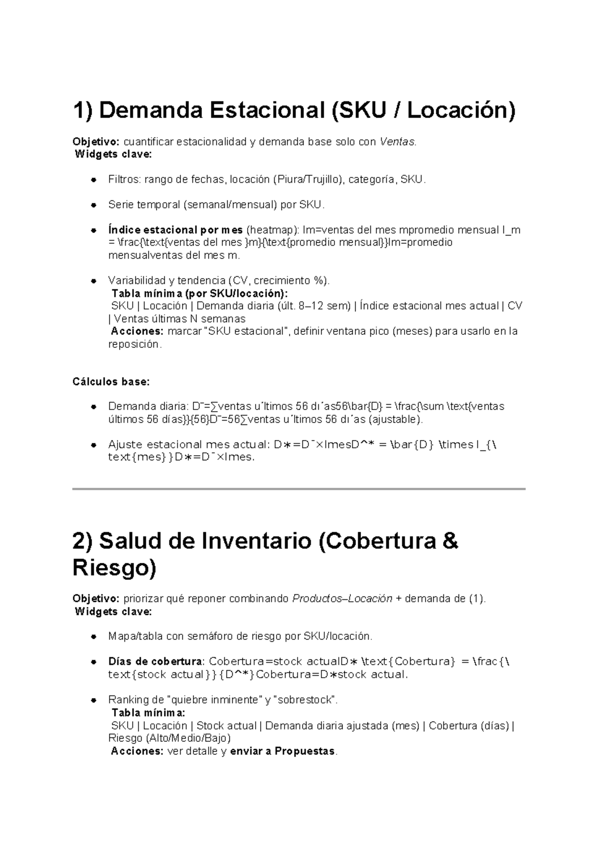 Demanda Estacional y Salud de Inventario (SKU Locación) - Studocu