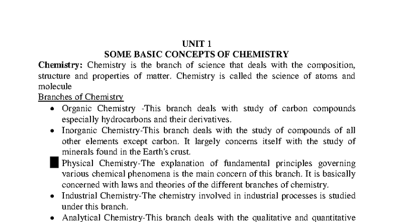 Chemistry 101: Unit 1 - Basic Concepts and Properties of Matter - Studocu