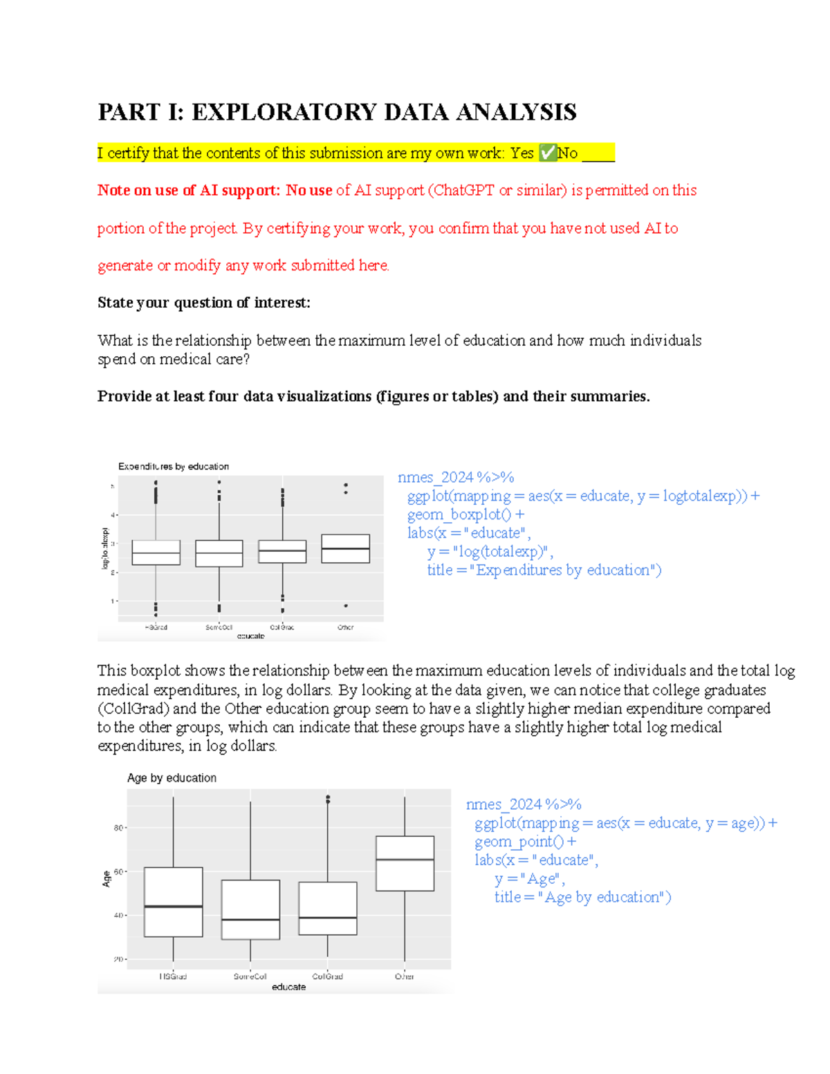 Project 4 Part 1 - Exploratory Data Analysis on Education vs. Medical ...