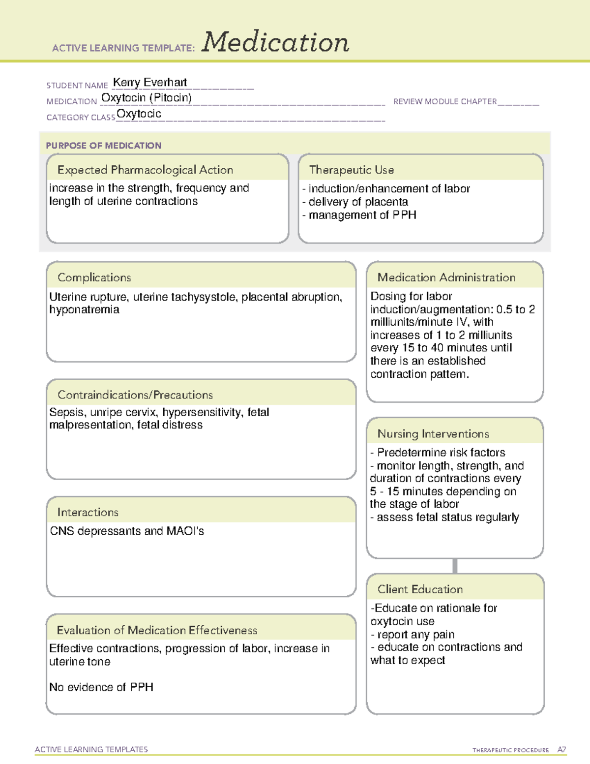 OB Rem. 3 - ATI - ACTIVE LEARNING TEMPLATES TherapeuTic procedure A ...