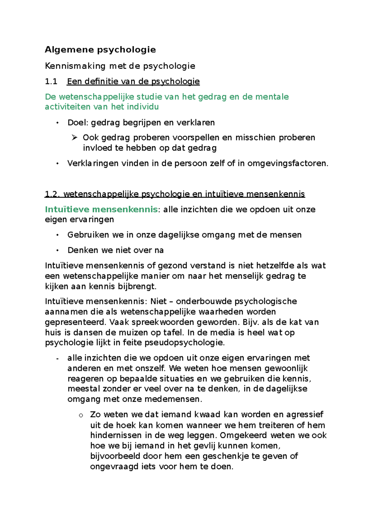 Algemene Psychologie: Inleiding tot Gedrag en Wetenschap - Studocu