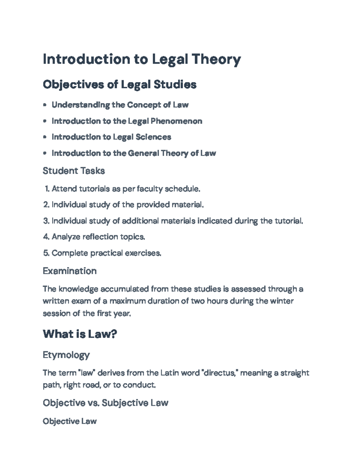 Introduction to Legal Theory and Framework of Law (LAW 101 ...