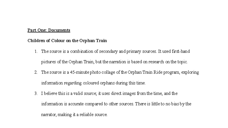 YC200 - Final Assignment: Exploring the Orphan Train Movement - Studocu