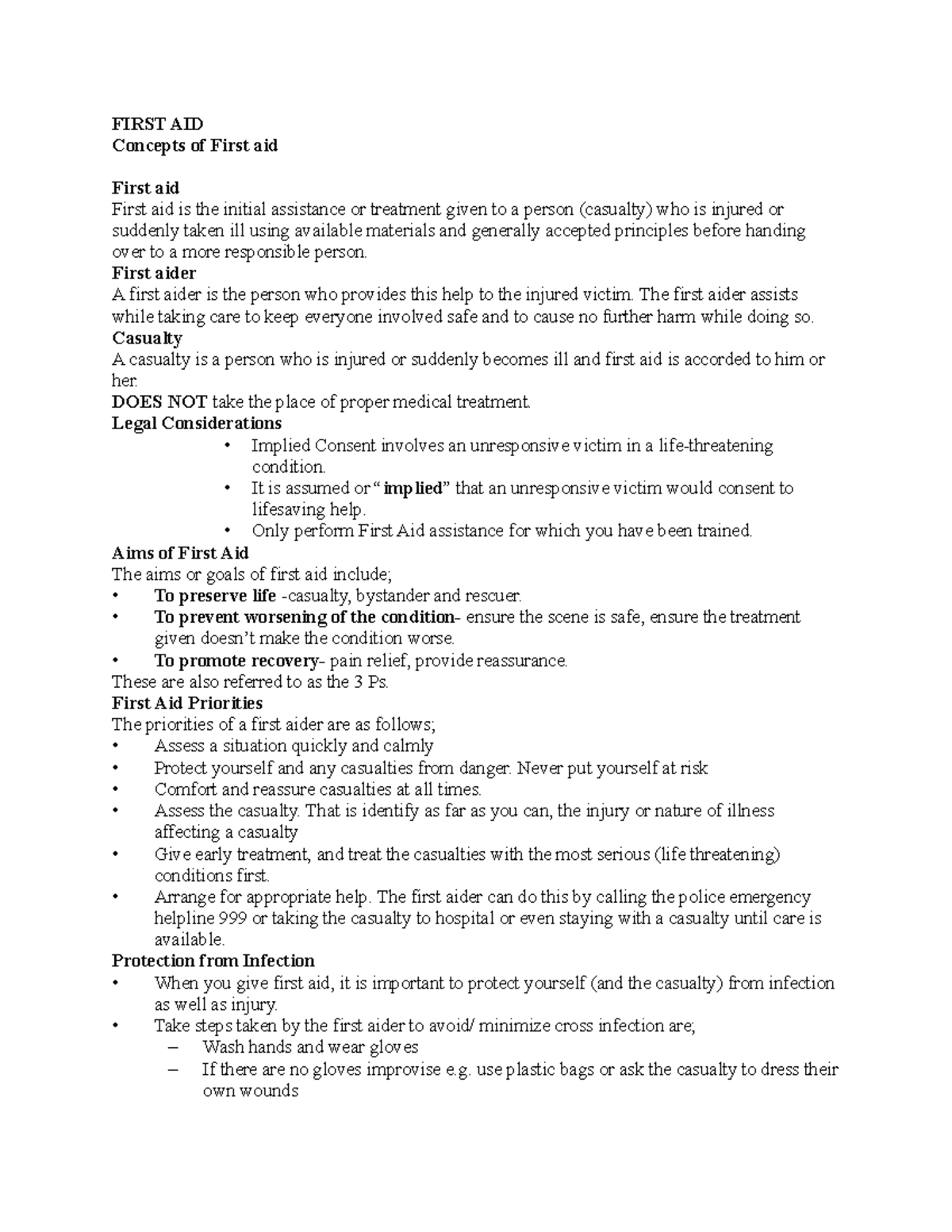 First Aid Basics: Essential Concepts and Priorities for Health Safety ...