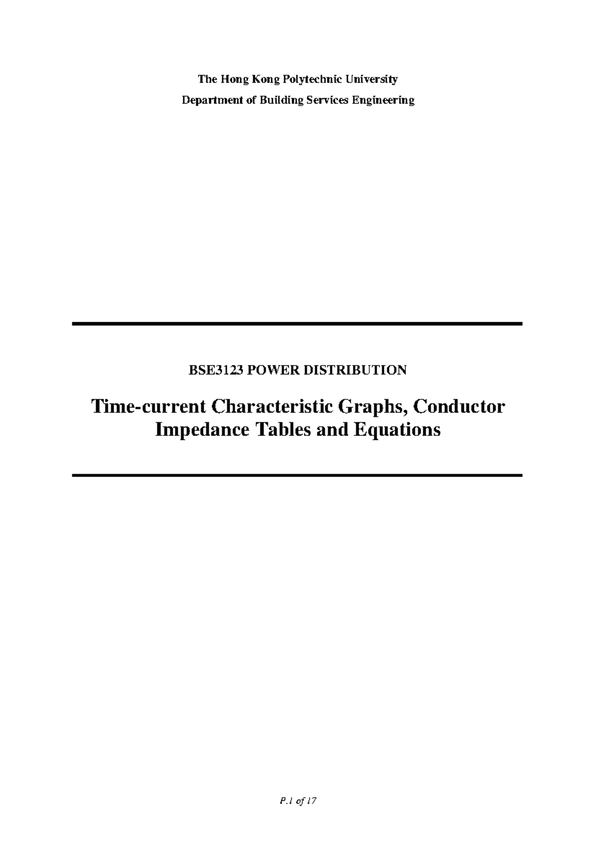 BSE3123 Power Distribution: Characteristic Graphs & Impedance Tables ...