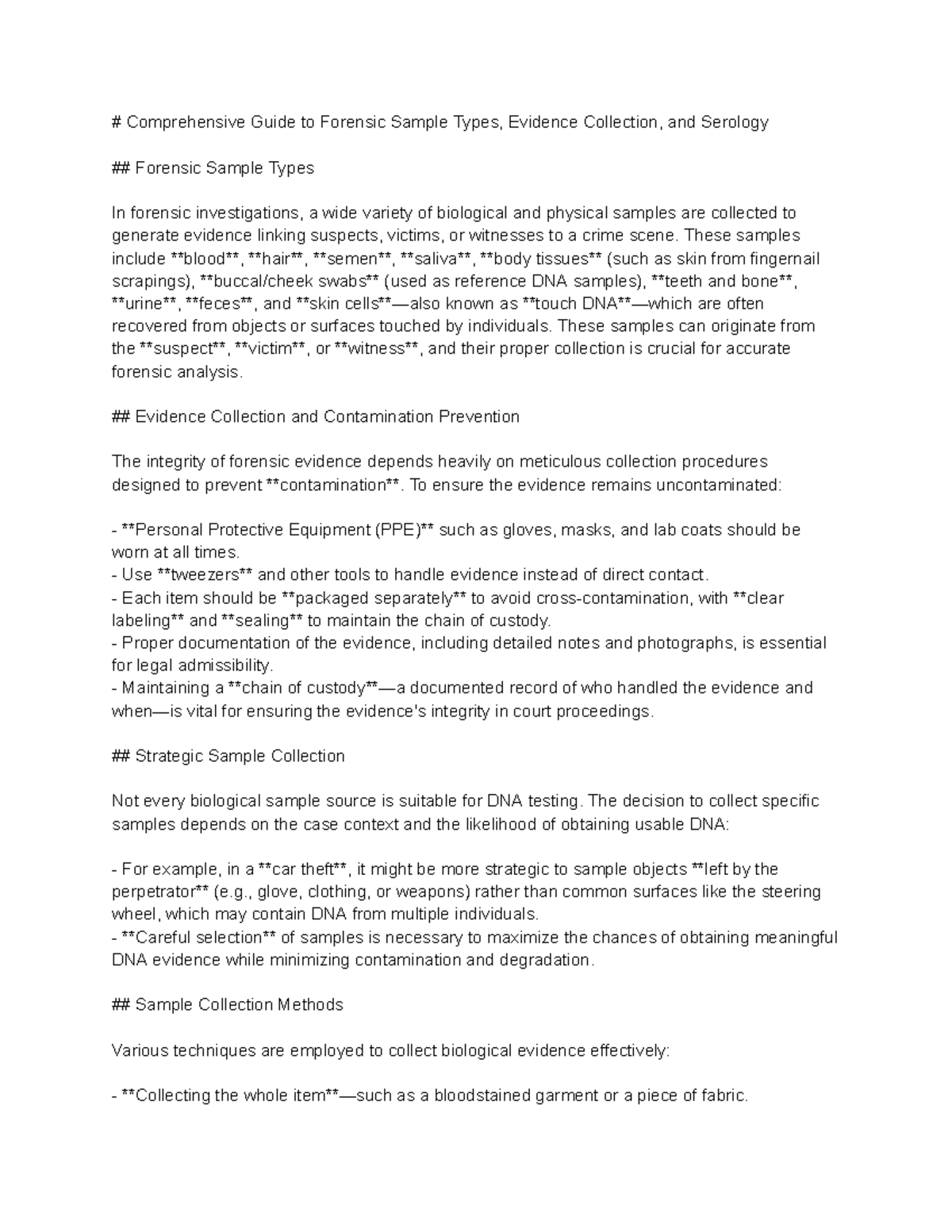 Forensic Bio Notes: Comprehensive Guide to Sample Types & Evidence ...