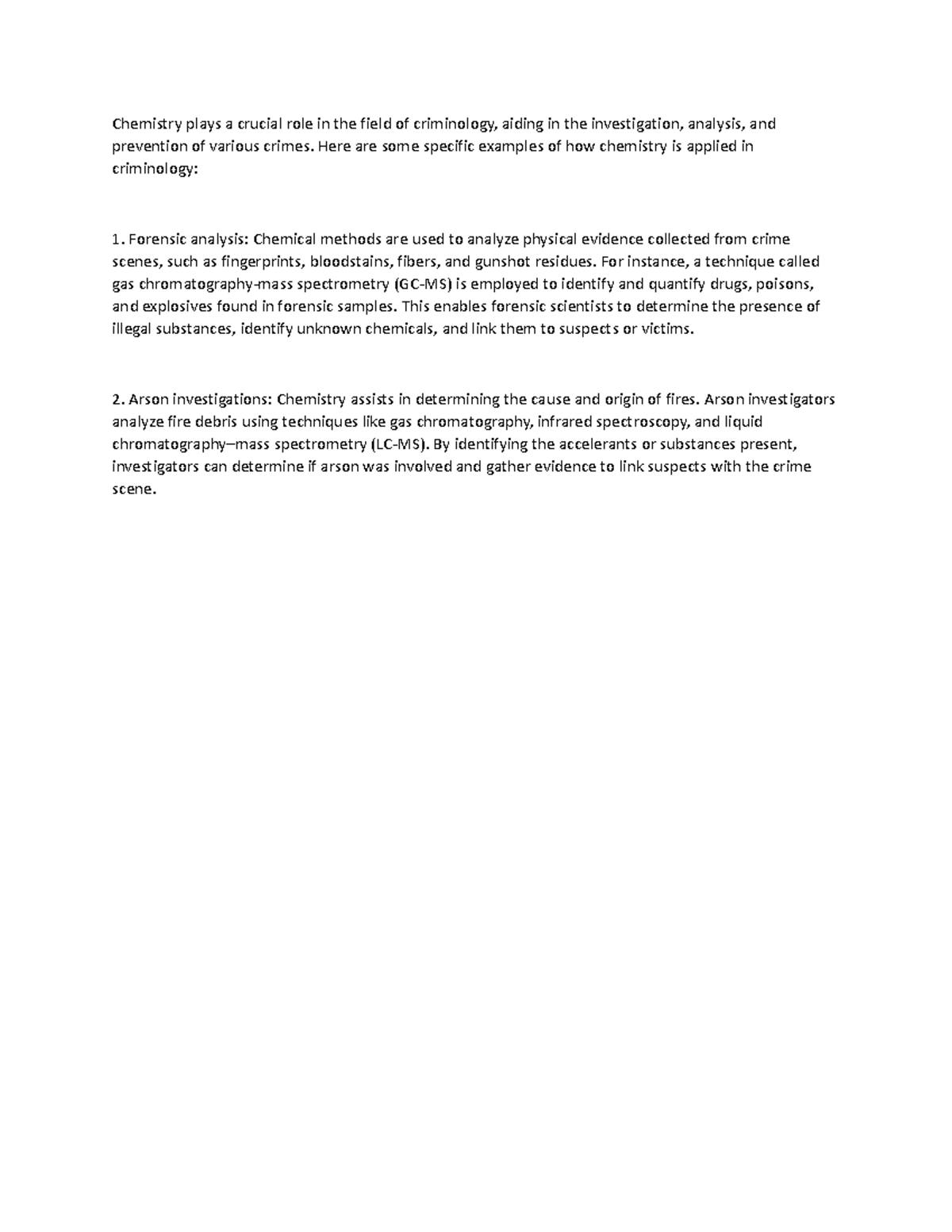 Chemistry in Criminology: Forensic Analysis & Arson Investigations ...