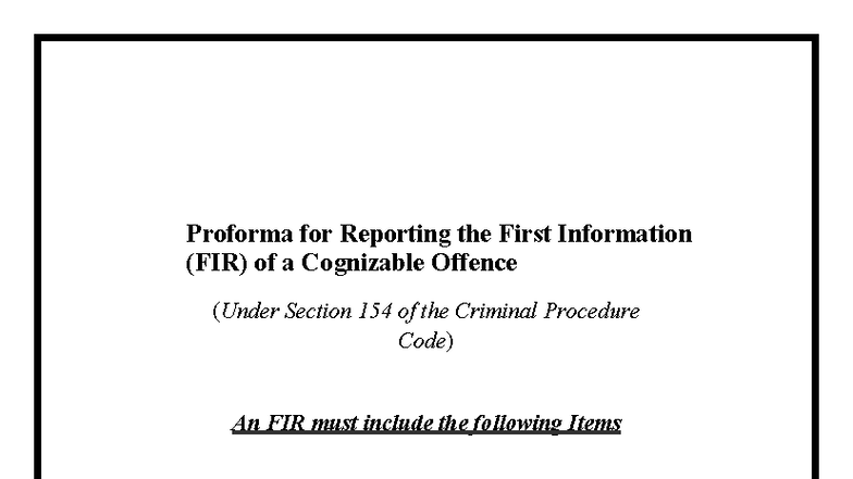 FIR Format for Reporting Cognizable Offences (919621) - Studocu