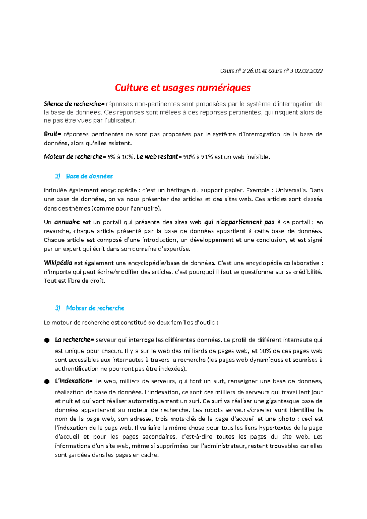 CM. CUN cours 2 et 3 - Culture et usages numériques - Studocu