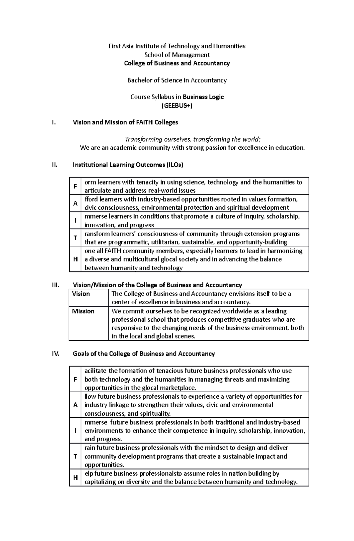 Syllabus Business logic 2nd sem 2020 2021 2 - First Asia Insitute of ...