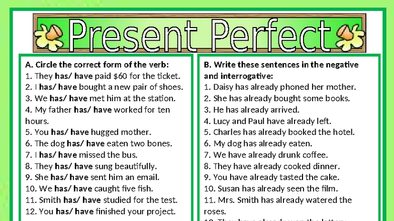 Present Perfect Simple Exercises (19876) - Studocu