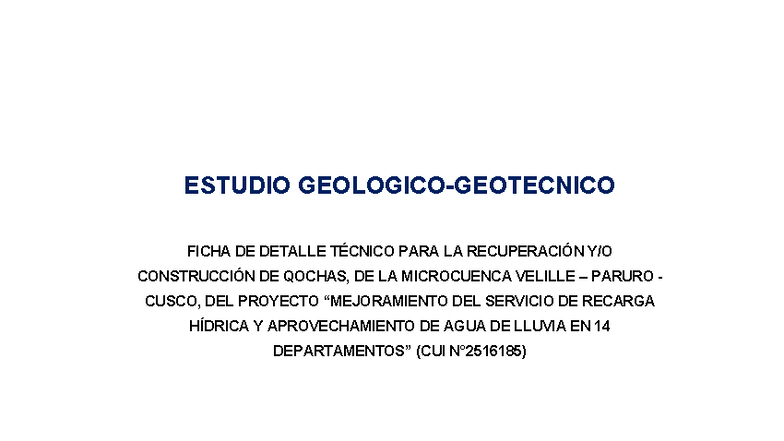 Estudio Geológico y Geotécnico de Qochas en Microcuenca Velille (CUI ...