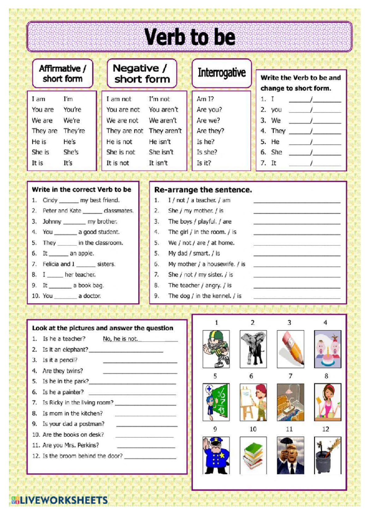 Verb to Be: Affirmative, Negative, and Interrogative Forms ...