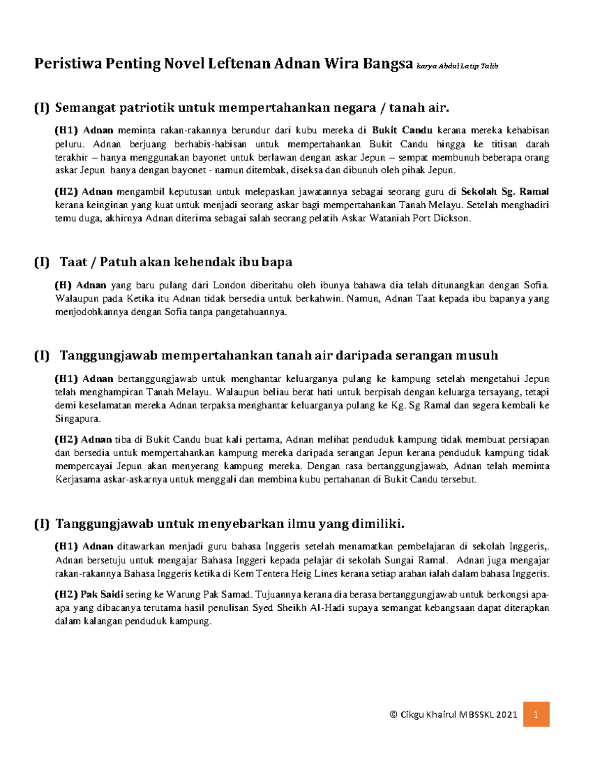 627708204 Peristiwa Penting dalam Novel Leftenan Adnan Wira Bangsa ...