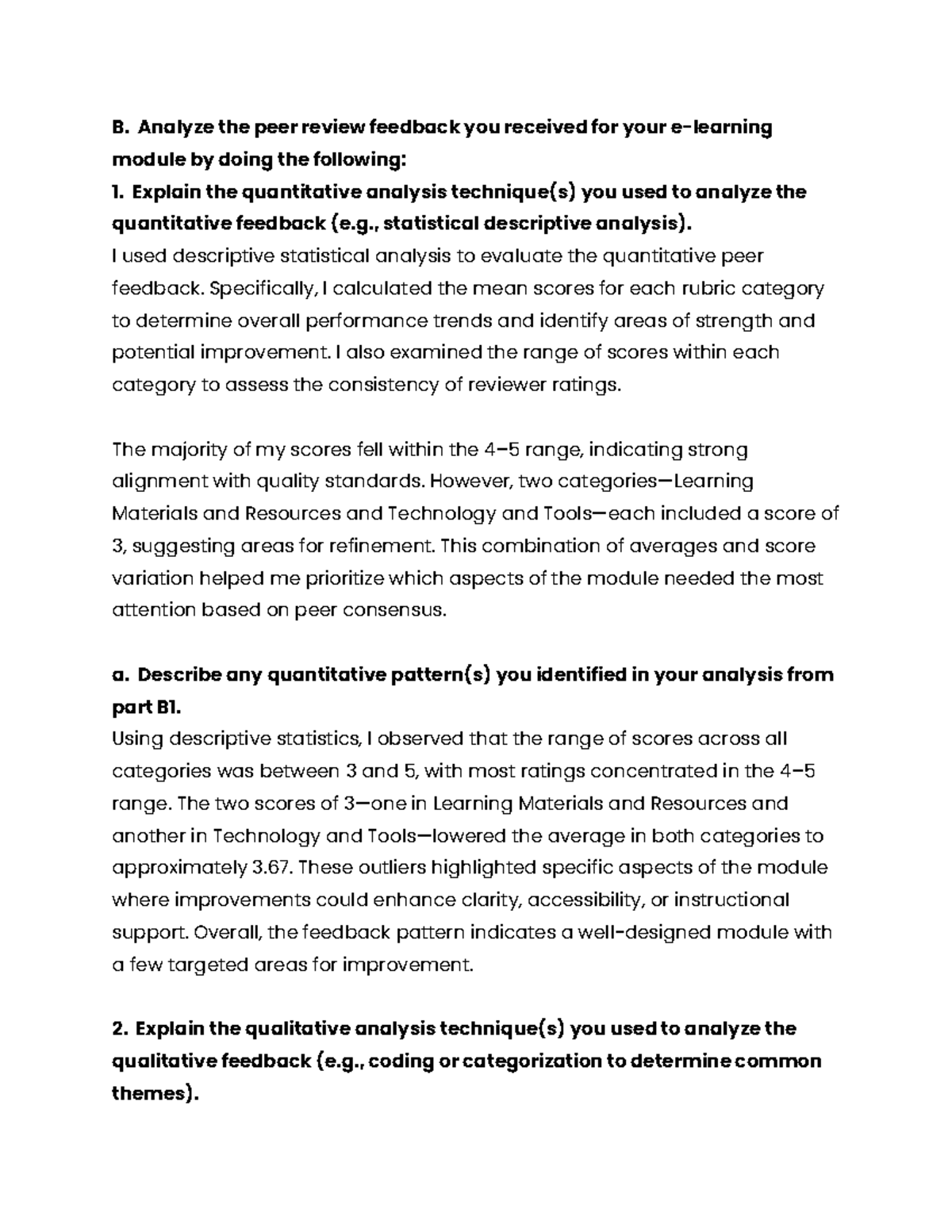 D299 Task 3: Analyzing Peer Review Feedback for Module Improvement - Studocu