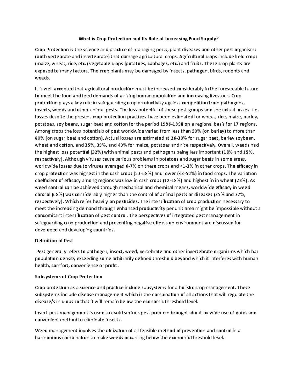 What is Crop Protection and Its Role of Increasing Food Supply ...