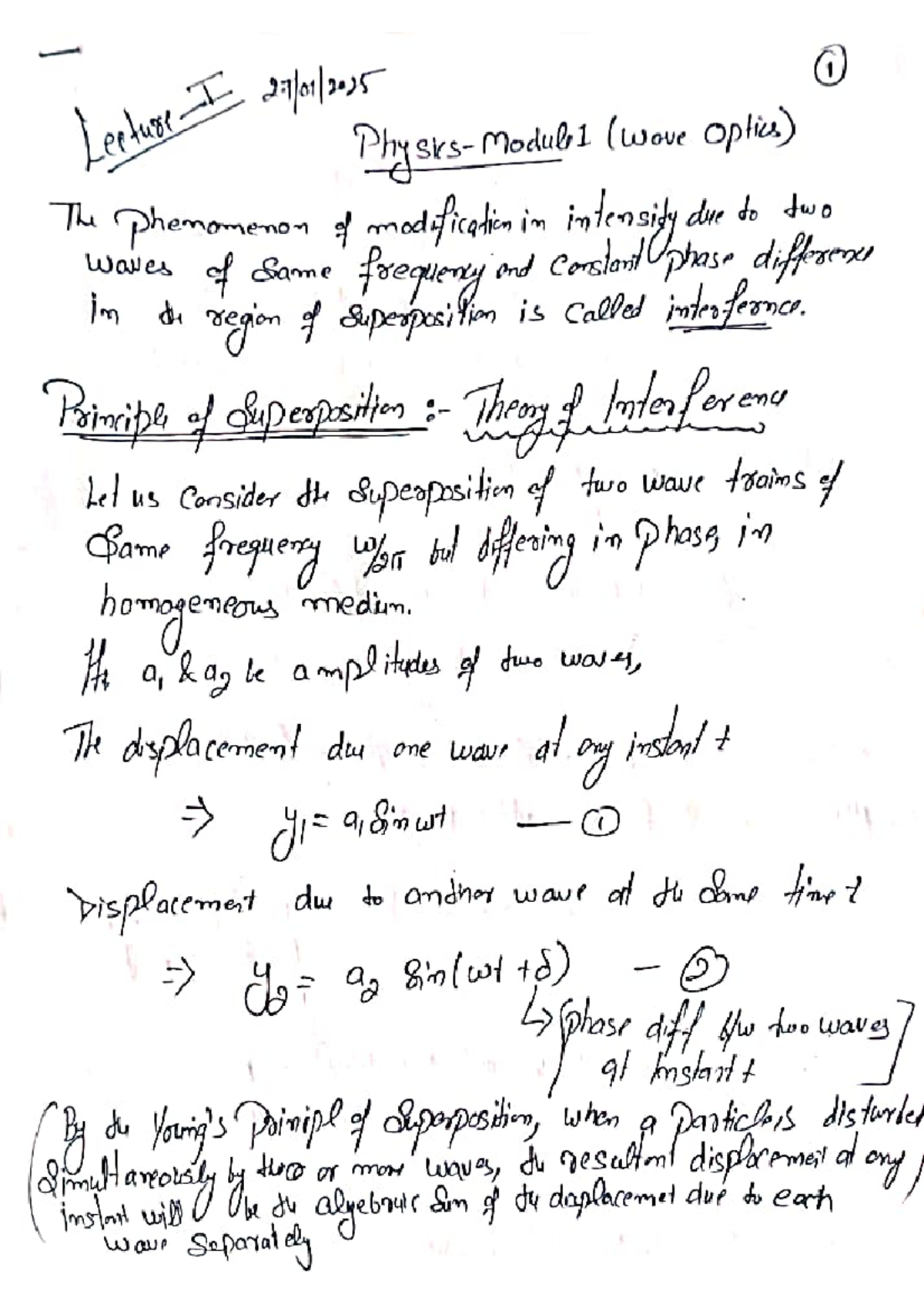 Physics M1 Lecture Notes: Wave Optics and Interference - Studocu