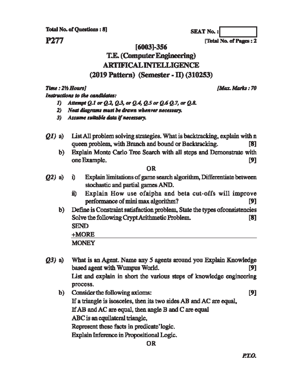 AI CE2 - Final Exam Notes on Artificial Intelligence (310253) - Studocu
