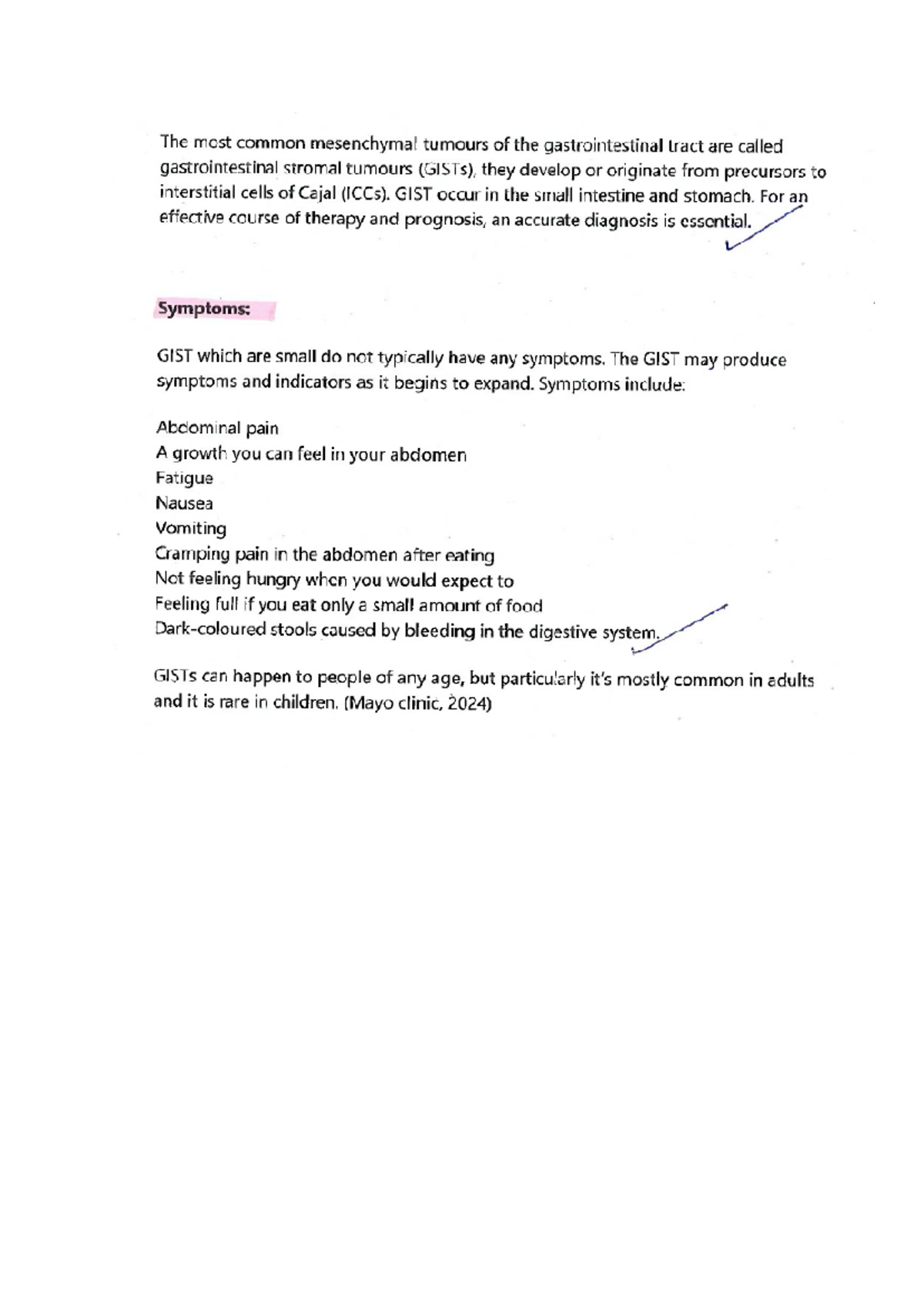 Example GIST - Notes - The most common mesenchymal tumours of the ...