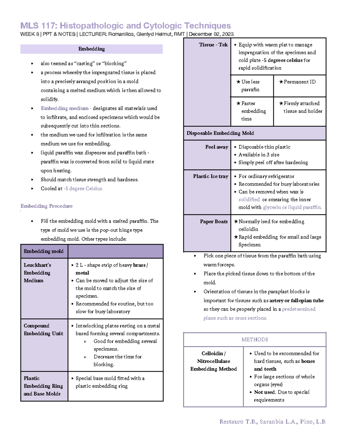 WEEK 8 | Embedding & Sectioning Techniques | RMT | December 02, 2023 ...