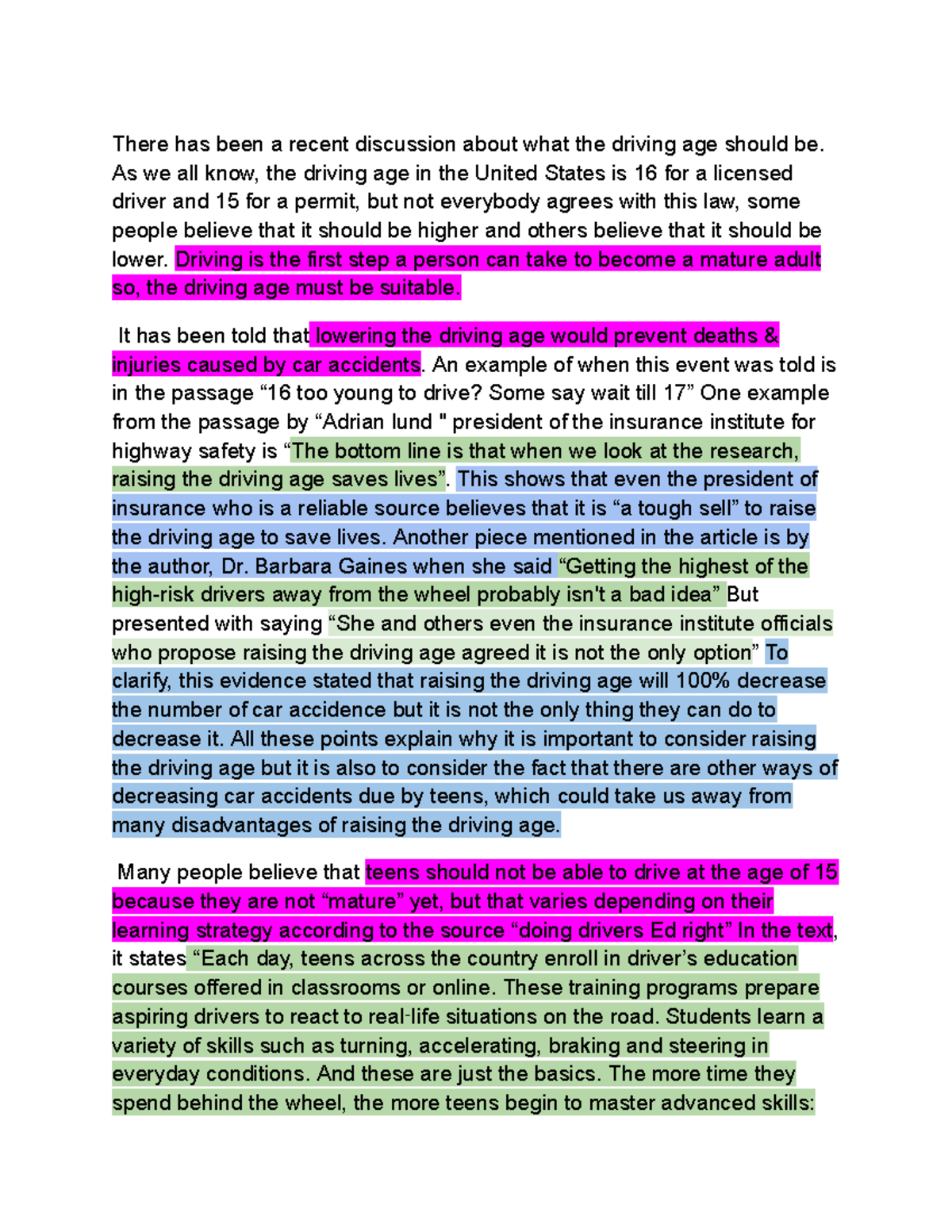 Essay: Considerations on the Driving Age and Permit Rules - Studocu