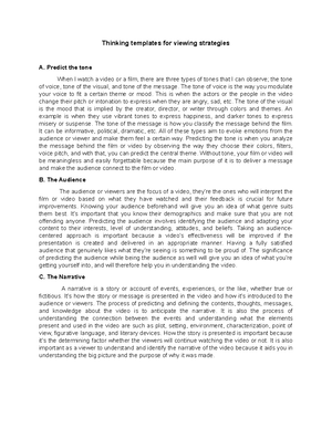 The Viewing Comprehension Strategies - A. The Viewing Comprehension ...