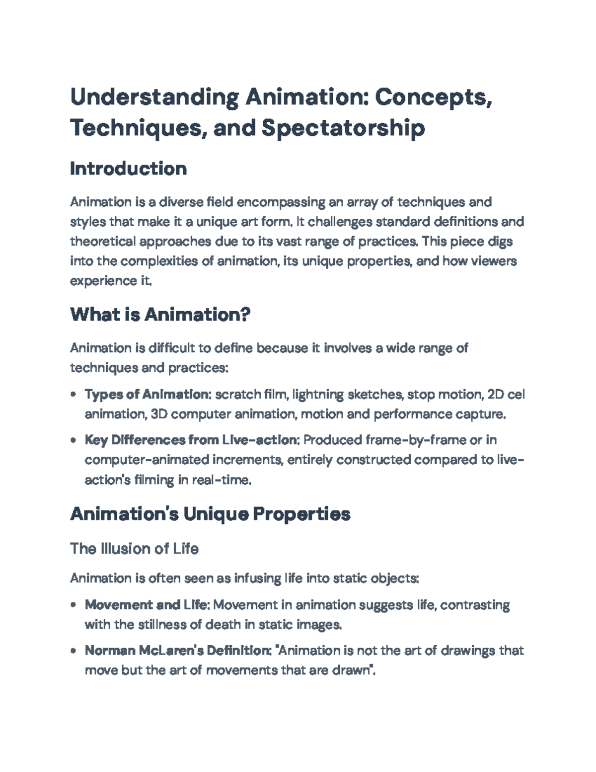Animation Studies: Concepts, Techniques, and Viewer Experience Analysis ...
