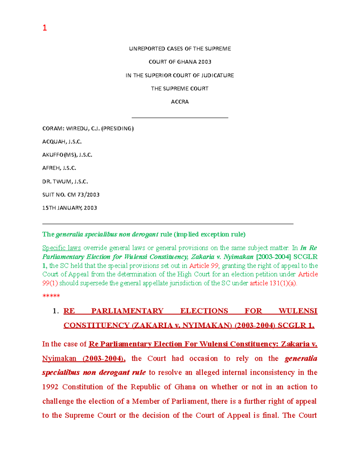 Case Brief Analysis: Zakaria v. Nyimakan - Constitutional Law (CM 73 ...