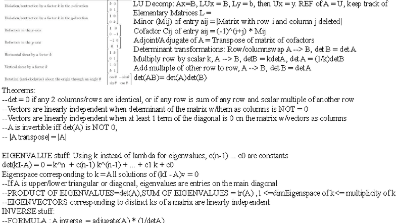 MATH1025 Annotated Formula Sheet: LU Decomp, Eigenvalues & Inverses ...