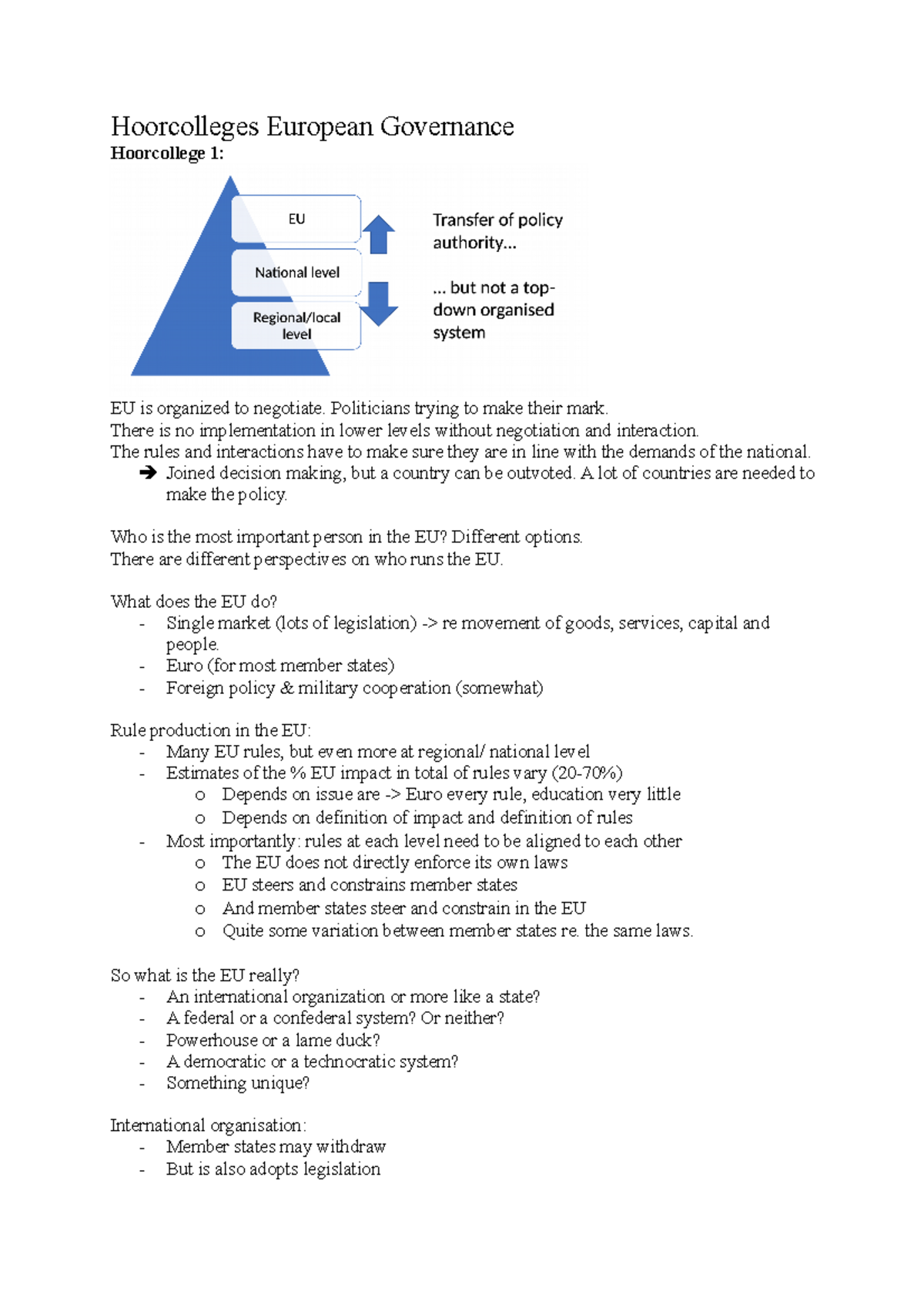 Hoorcolleges European Governance: Structure and Functions of the EU ...