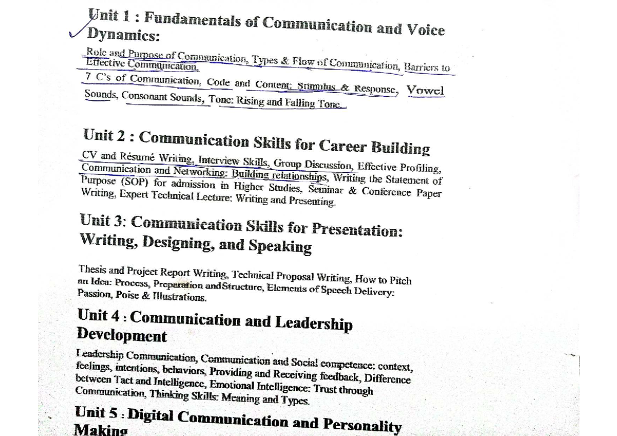 Unit 2 Communication Skills for Career Development - BAS301 - Studocu