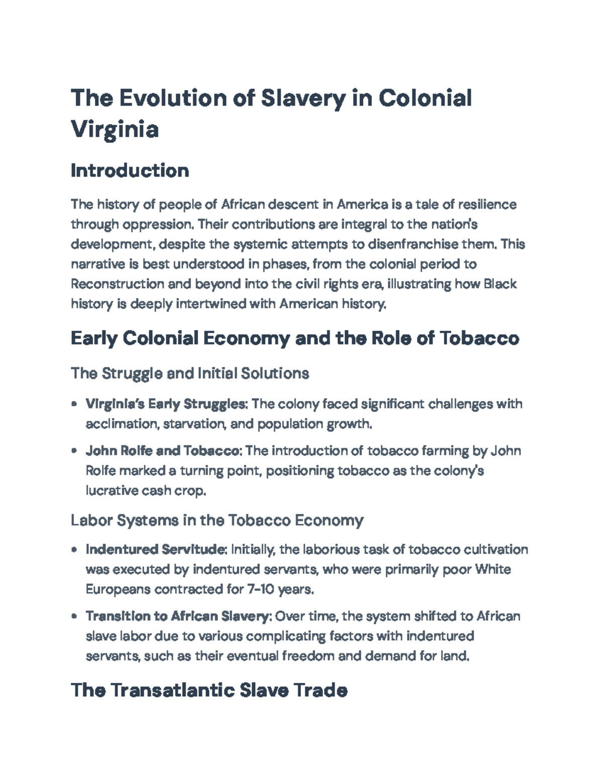 The Evolution of Slavery in Colonial Virginia: A Historical Overview ...