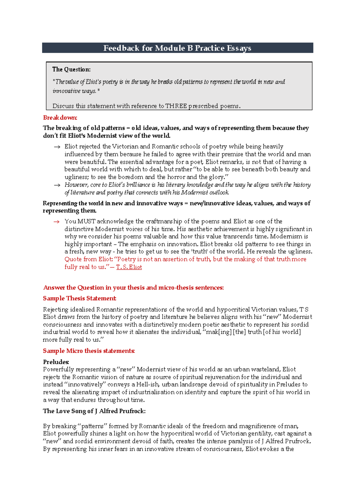 CHS-Module B Final Exam Feedback on Practice Essays - Studocu