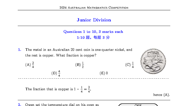 2024 AMC Junior Division Questions 1-25 Solutions - Studocu
