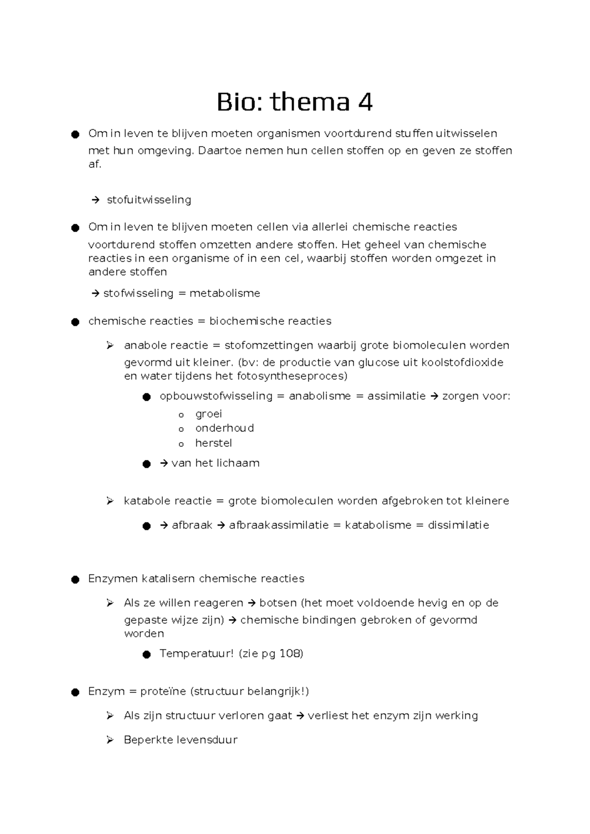 Bio: Thema 4 - Samenvatting Stofuitwisseling en Metabolisme - Studocu